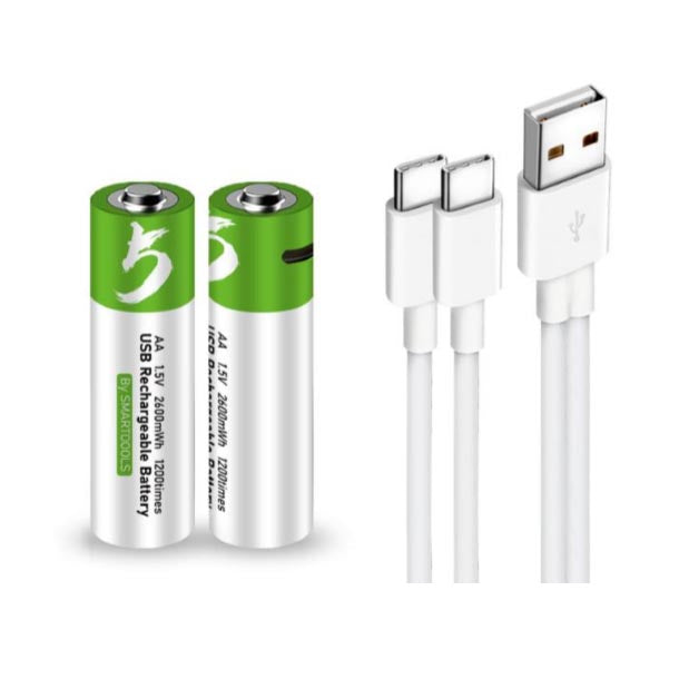 Pila AA SMARTOOLS 4-pack lit-ion recargable USB Tipo-C con cable ...